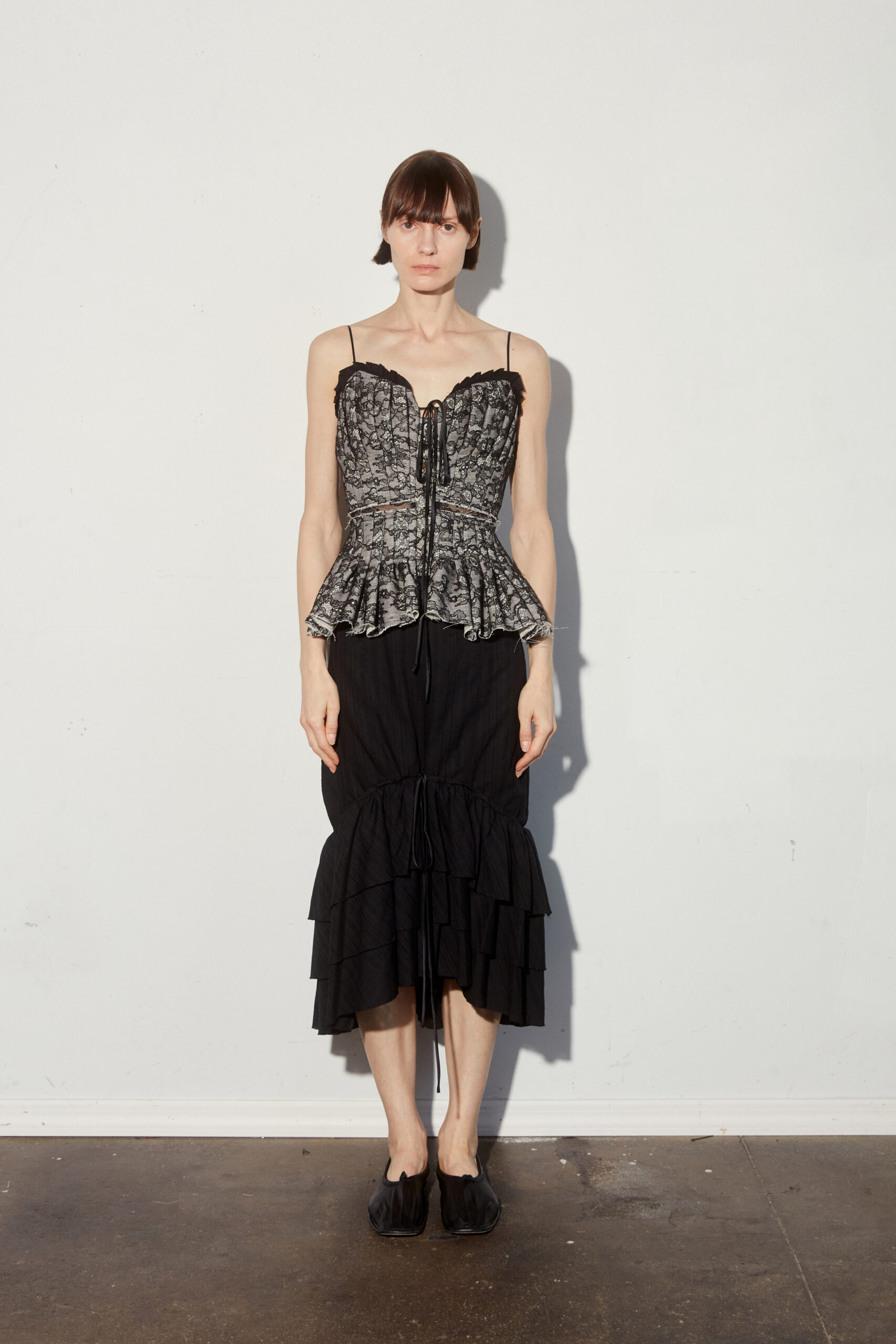 Corded Lace Structured Pleat Top | meruert tolegen