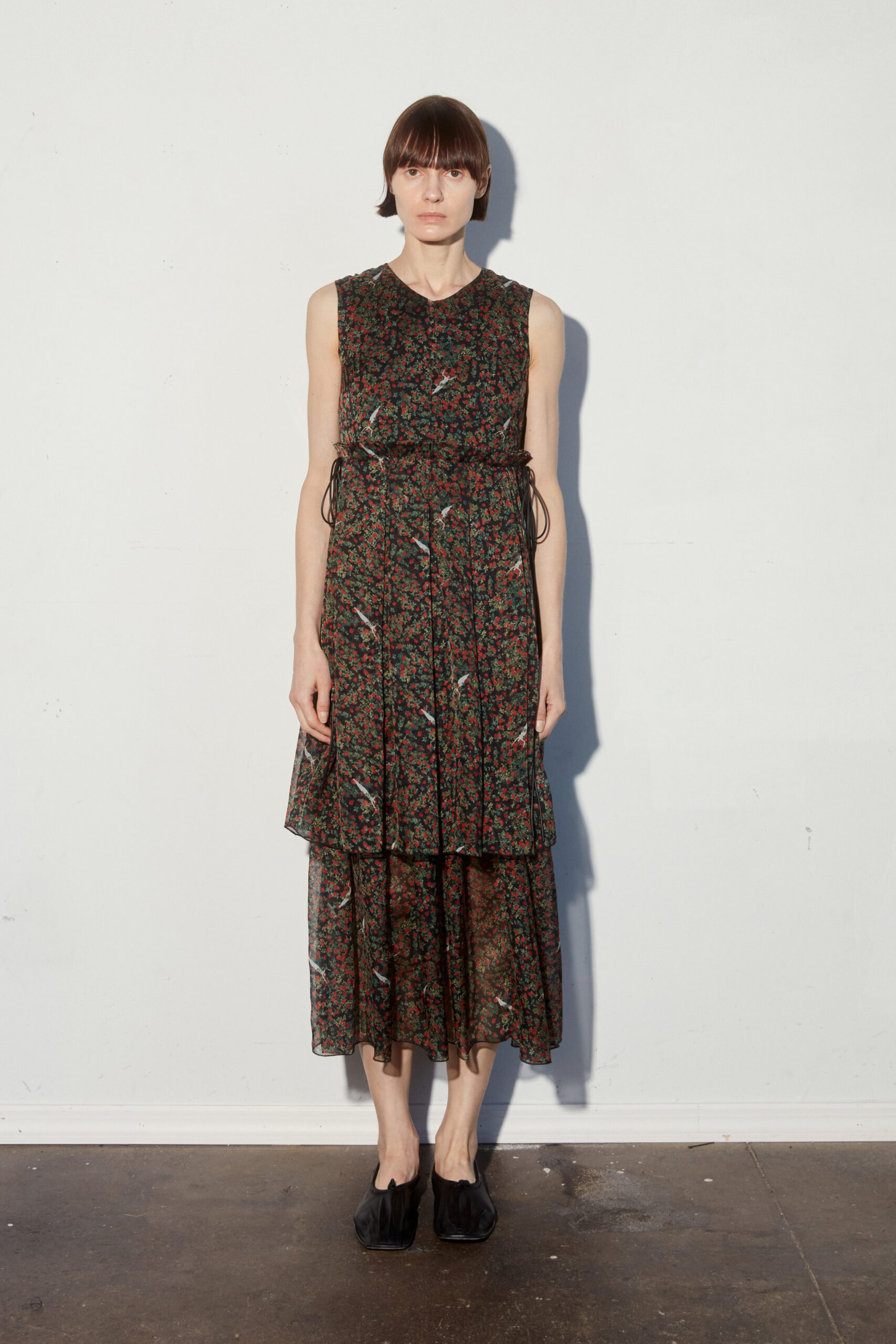 Floral Print Silk Chiffon Shift Dress | meruert tolegen